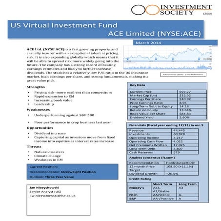 Equity Research Report on ACE Limited | PDF