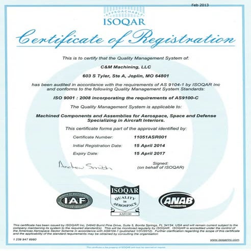 AS9100C cert | PDF