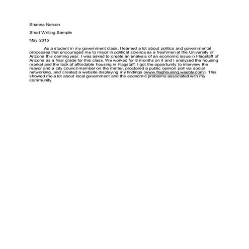 Short Writing Sample-Word | DOCX
