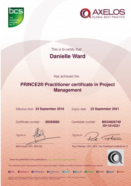 Prince2 Foundation Certificate | PDF