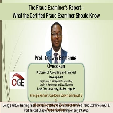 The Fraud Examiner’s Report – What the Certified Fraud Examiner Should ...