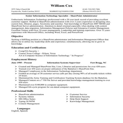Cox Resume | DOC