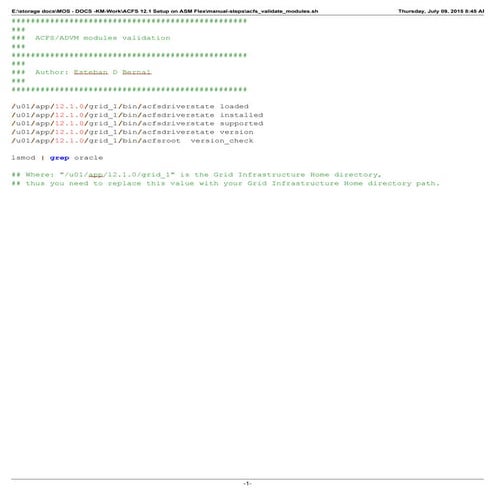 acfs_validate_modules.sh ASM Administration | PDF