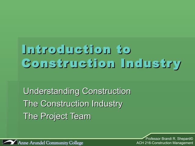 Lecture 1 overview of the construction industry | PPTX