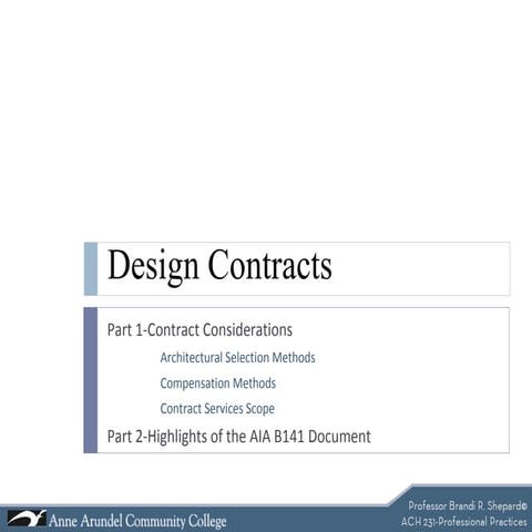 ACH 231 Lecture 05 (Design Contracts Part 1) | PPT