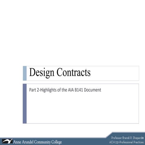 ACH 231 Lecture 05 (Design Contracts Part 2) | PPT