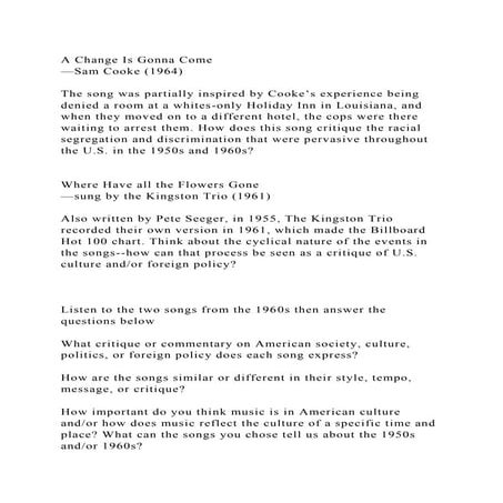 A Change Is Gonna Come—Sam Cooke (1964)The song was partially .docx