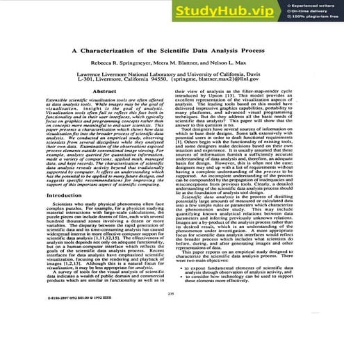 A Characterization Of The Scientific Data Analysis Process. Revision 1 | PDF