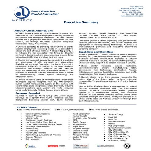 A-Check Executive Summary | DOC