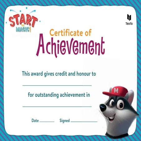 achievement certificate english for kids | PPT