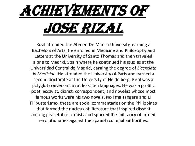 Chronology of Events in Rizal's Life | PDF