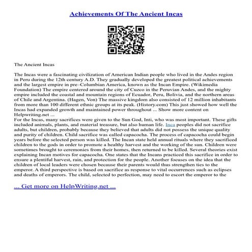 Achievements Of The Ancient Incas | PDF