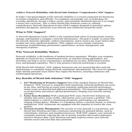 Achieve Network Reliability with Hex64 Info Solutions | DOCX