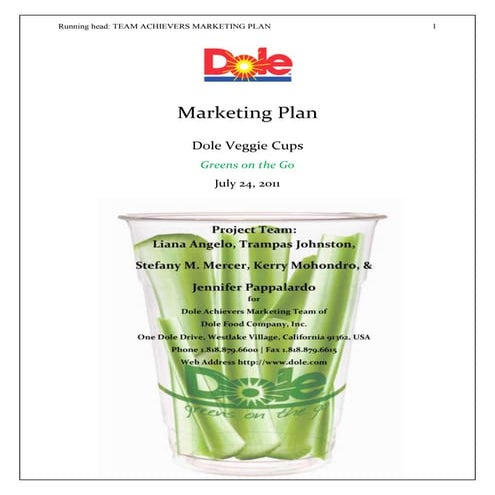 Dole Marketing Plan | DOCX