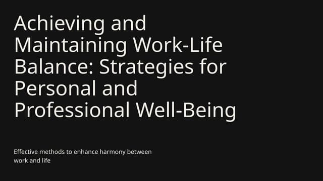 work life balance | PPT