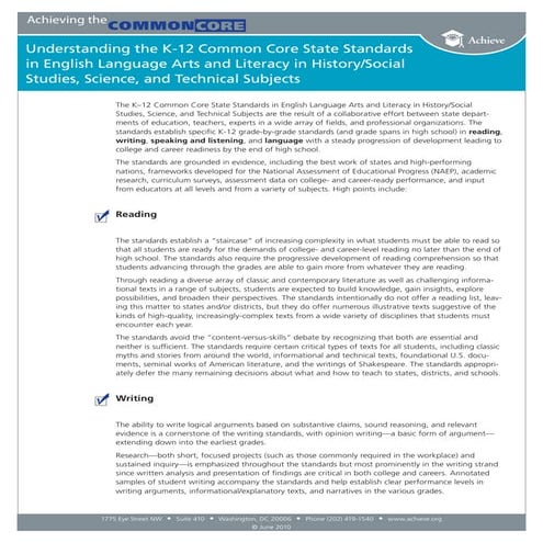Achieving Success with Common Core ELA | PDF