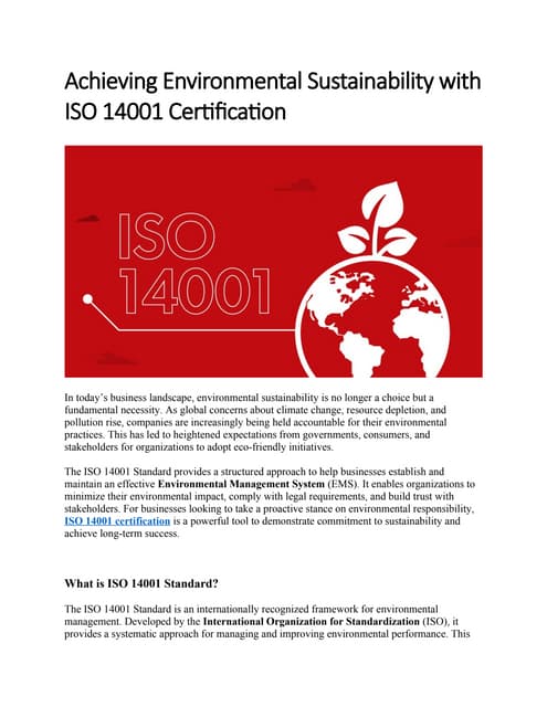 ISO 14001 2015 policy statement example | PDF