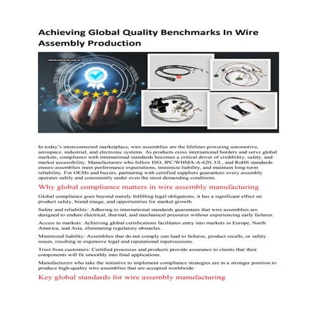 Achieving Global Quality Benchmarks In Wire Assembly Production | PDF