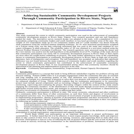 Achieving sustainable community development projects through community ...