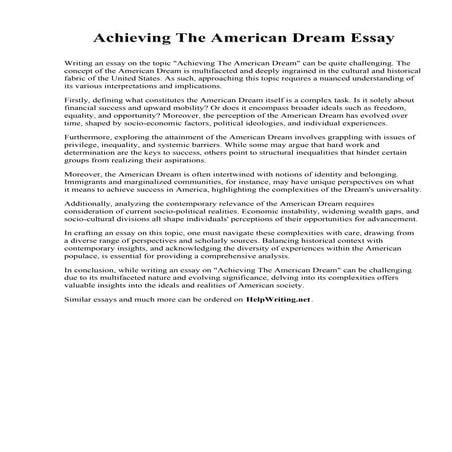 Achieving The American Dream Essay.pdf