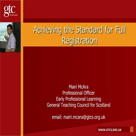 Achieving The Standard for Full Registration: from student to ...