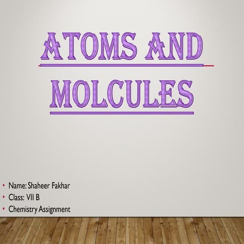 Atoms and molecules | PPT