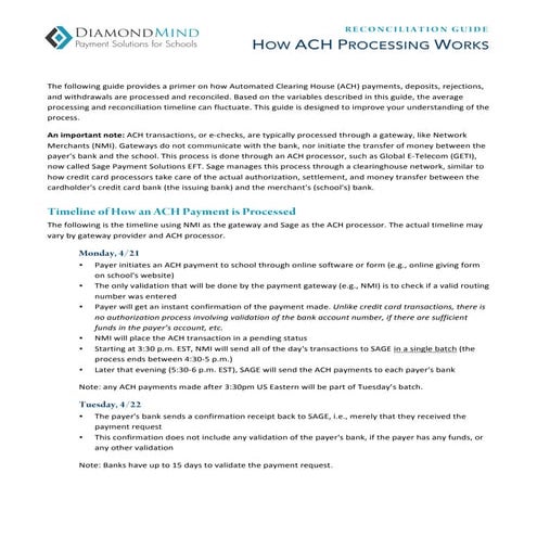 ACH Processing and Reconciliation Guide | PDF | Credit Cards | Personal ...