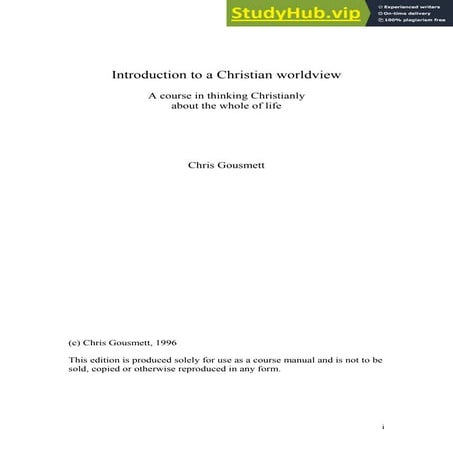 A Christian Worldview - Study Manual | PDF | Christianity | Religion ...