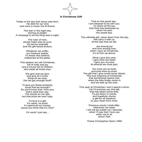 A Christmas Gift Poem by Thane Christopher Heins | PDF
