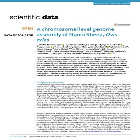 A chromosomal level genome assembly of Nguni Sheep | PDF