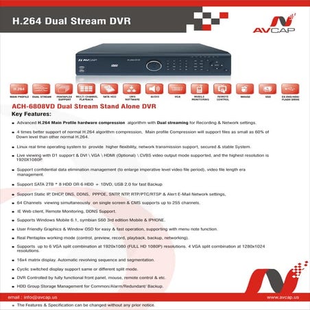 Ach series dualstream6808vddvr | PDF