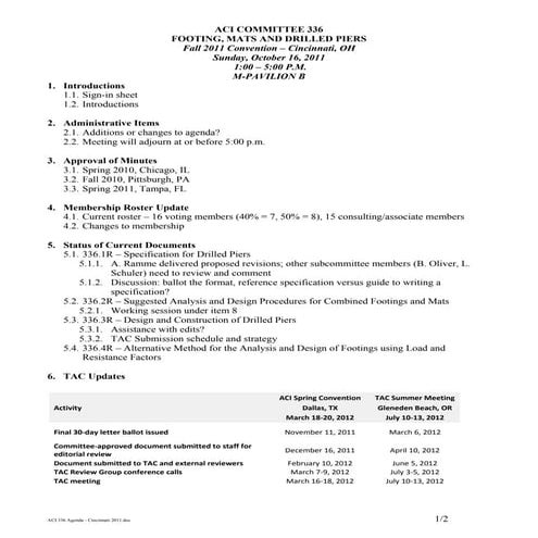 Aci 336 agenda | PDF