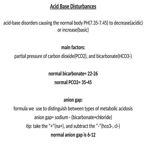 Acid base disorders - types , causes, approach | PPT