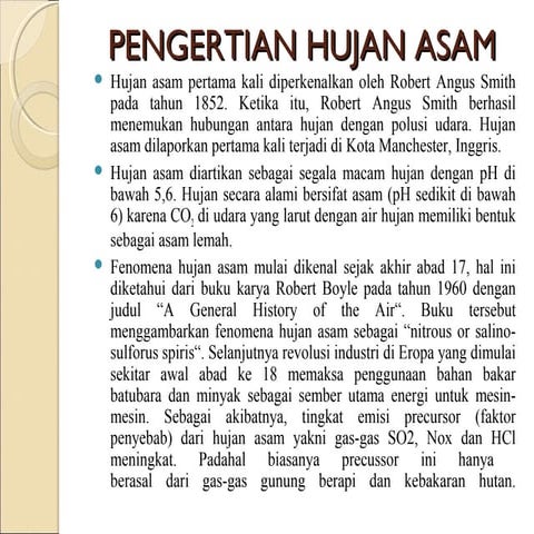 Acid rain ( hujan asam ) | PPT