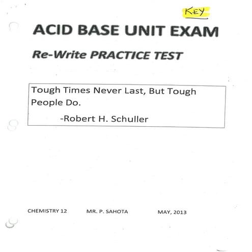 Acid Base Practice Test 4- KEY.pdfgjhggh | PDF | Chemistry | Science