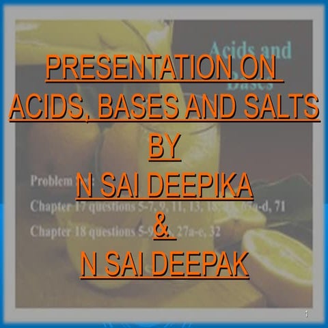 Acid bases and salts 17 jul 13 | PPT | Chemistry | Science