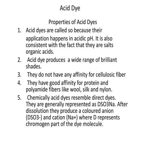 Acid dye on wool silk.ppt | Chemistry | Science