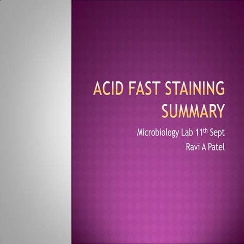 Acid Fast Staining | PPTX | Chemistry | Science