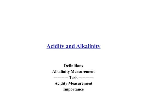 Lab 4 alkalinity –acidity and determination of alkalinity in water | PDF