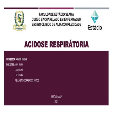 ACIDOSE RESPIRATORIA PARA ORGANISMO HUMANO | PPTX