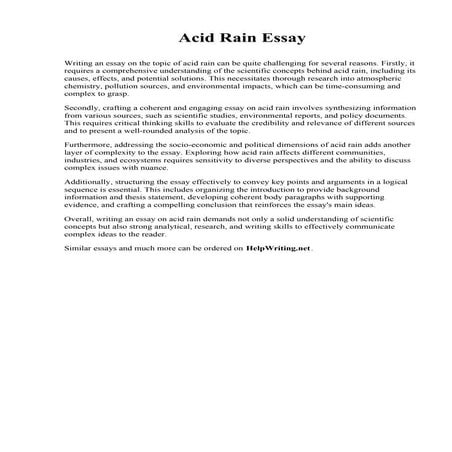 Acid Rain Essay. Universidad Cristiana Logos | PDF | Environment | Science