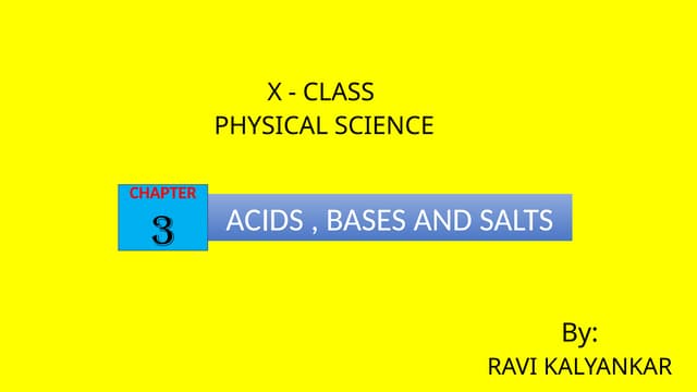 Acids, Bases and Salts Class - 10th | PPTX