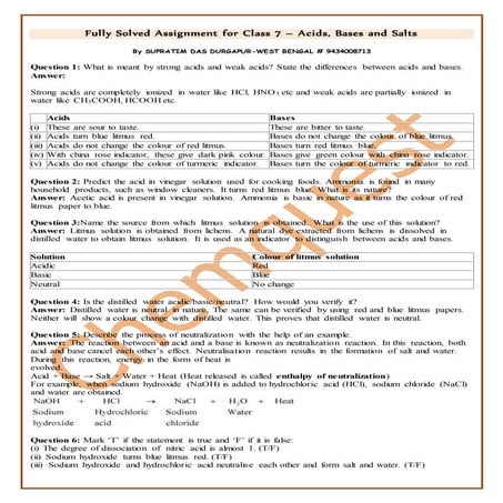 Acids bases salts for class 7 cbse | DOCX