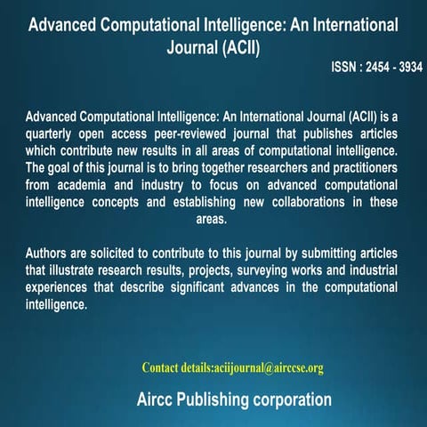 Advanced Computational Intelligence: An International Journal (ACII) | PPTX | Artificial ...