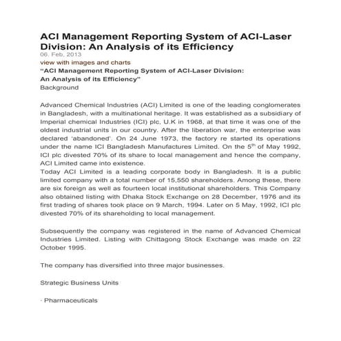 Aci management reporting system of aci | DOCX