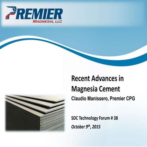 recent Advances in Magnesia Cement | PPTX