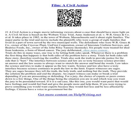 A Civil Action Essay | PDF
