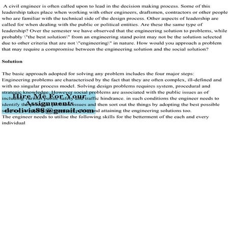 A civil engineer is often called upon to lead in the decision making .pdf