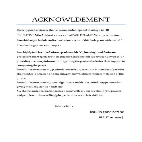 Acknowldement | PDF