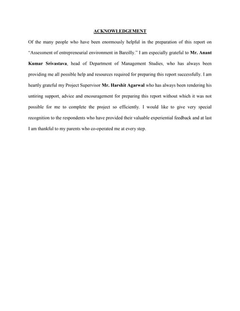 Sample Acknowledgement of Project Report | DOCX